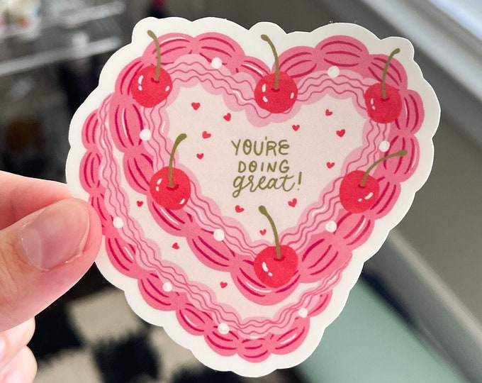 Heart Cake Sticker, Heart Cake Illustration Sticker, Heart Cake, Cake ...