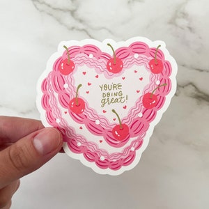Heart Cake Sticker, Heart Cake Illustration Sticker, Heart Cake, Cake ...