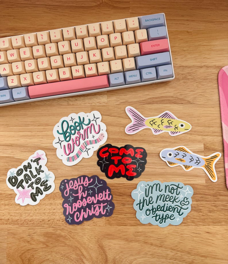 Hand Drawn Fish Sticker Pack, Matte Vinyl, Water Bottle Decal - Etsy