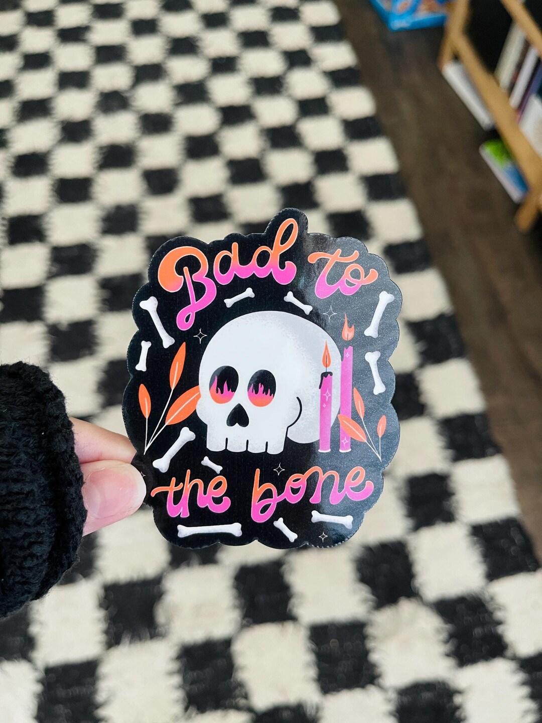 Skull Sticker, Bad to the Bone Sticker, Spooky Sticker, Halloween ...