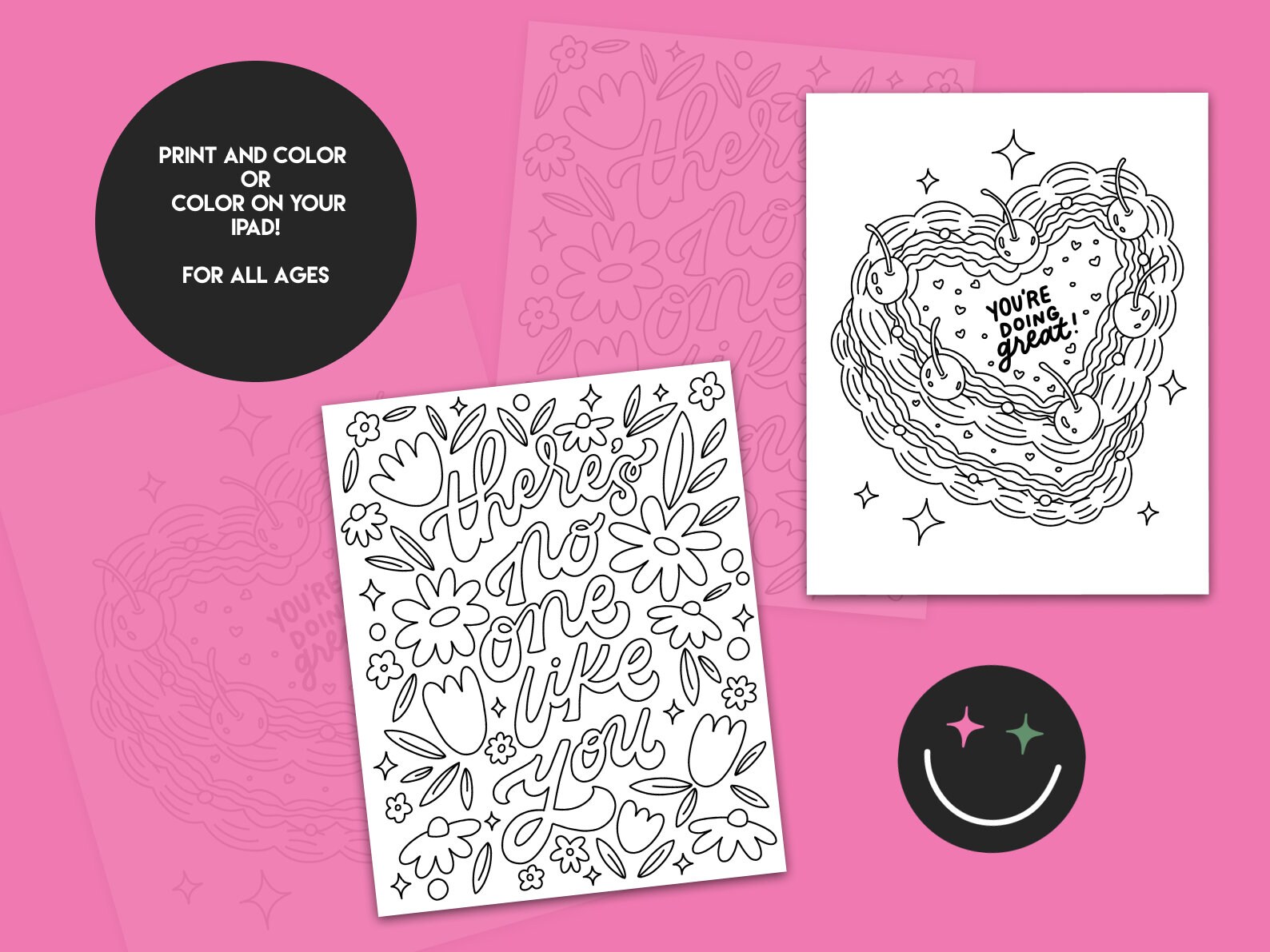 Set of 4 Mental Health Coloring Pages, Digital Coloring Pages for Kids ...