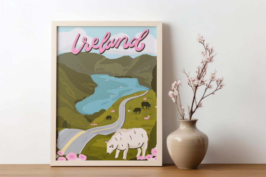 Ireland Art Print, Landscape Illustration (8x10) - Etsy