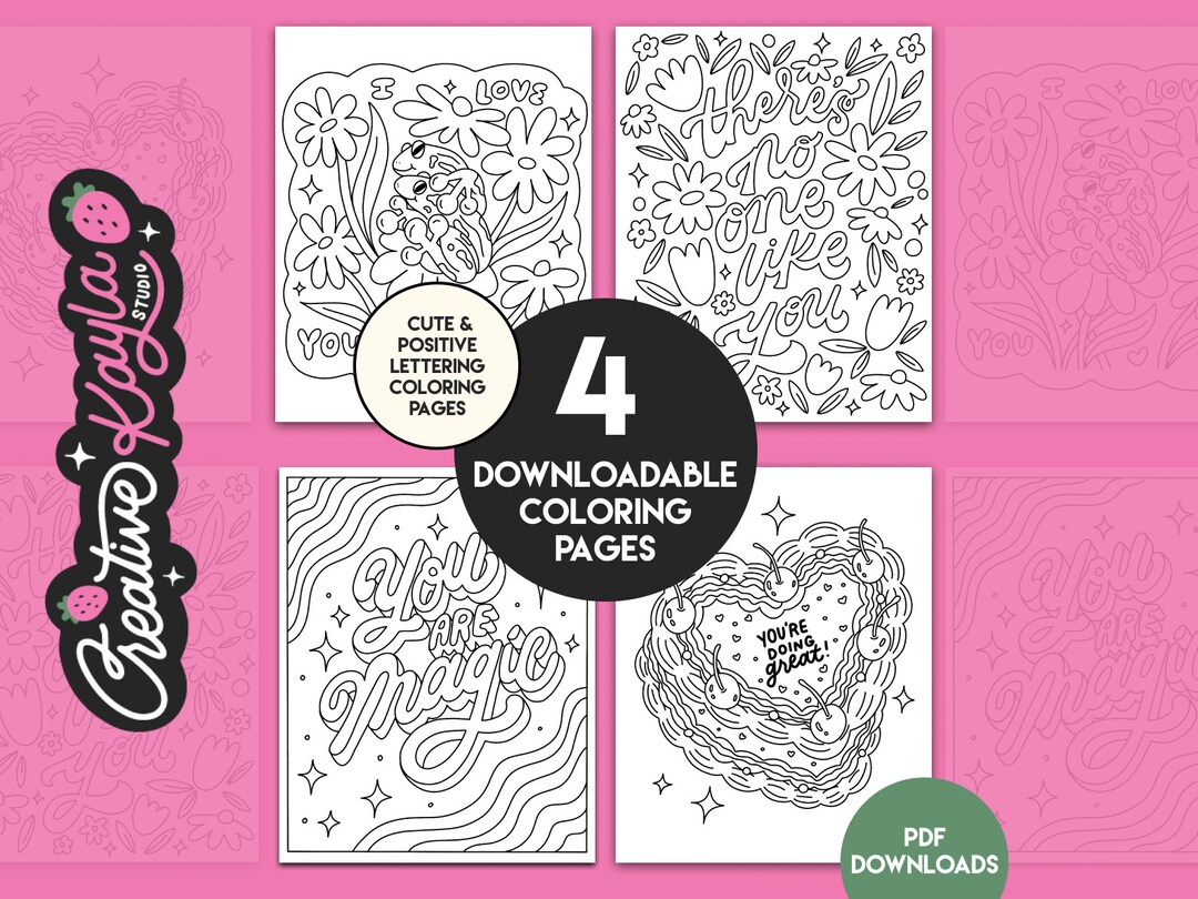 Set of 4 Mental Health Coloring Pages, Digital Coloring Pages for Kids ...