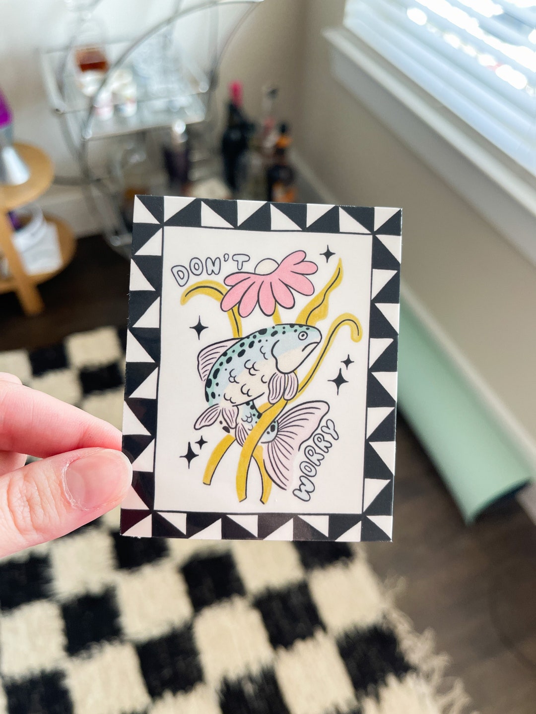 Dont Worry Sticker, Fish Sticker, Positive Sticker, Quote Sticker ...