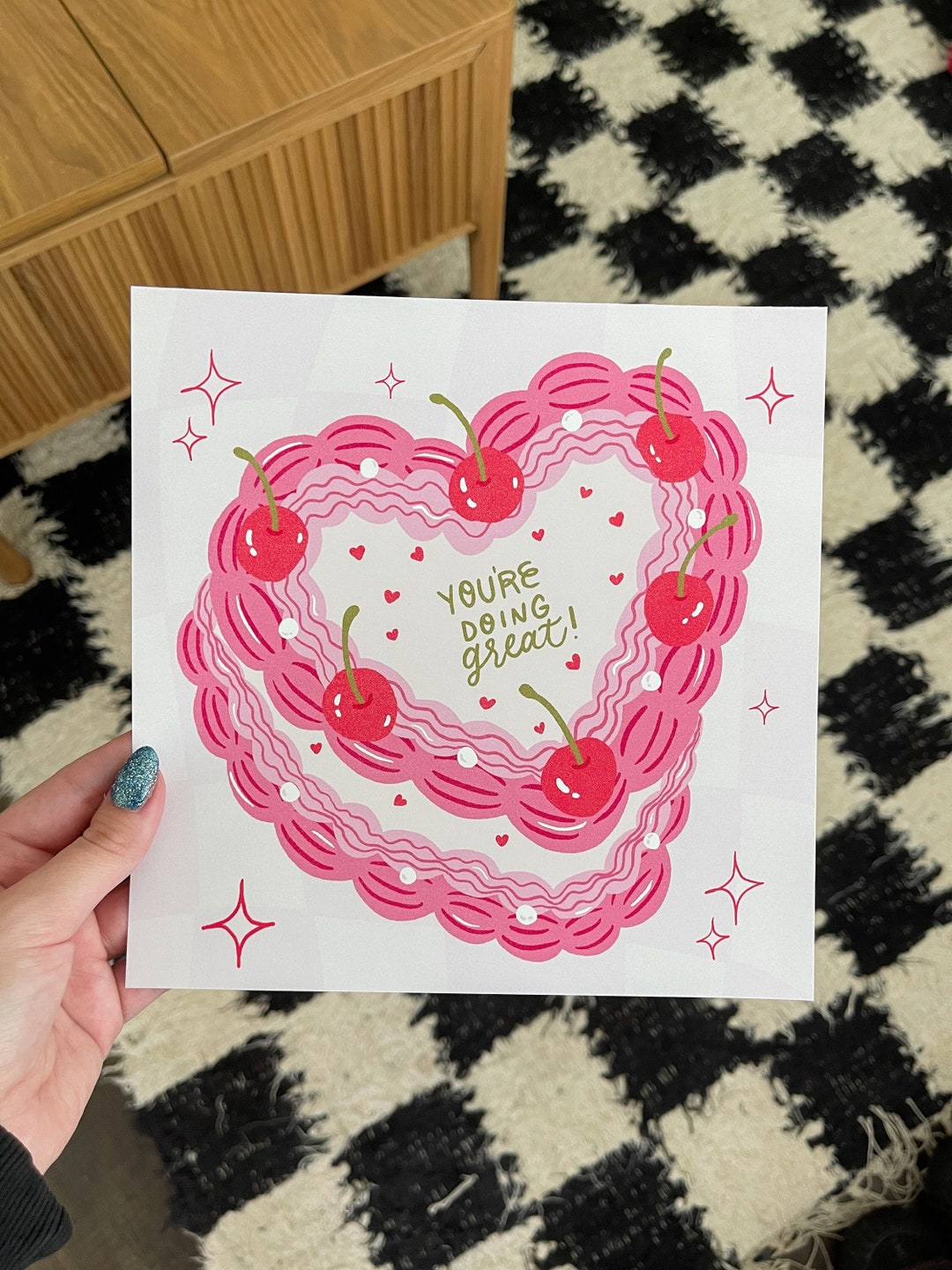 Heart Cake Art Print, Cake Print, Heart Cake, Heart Cake Wall Art ...