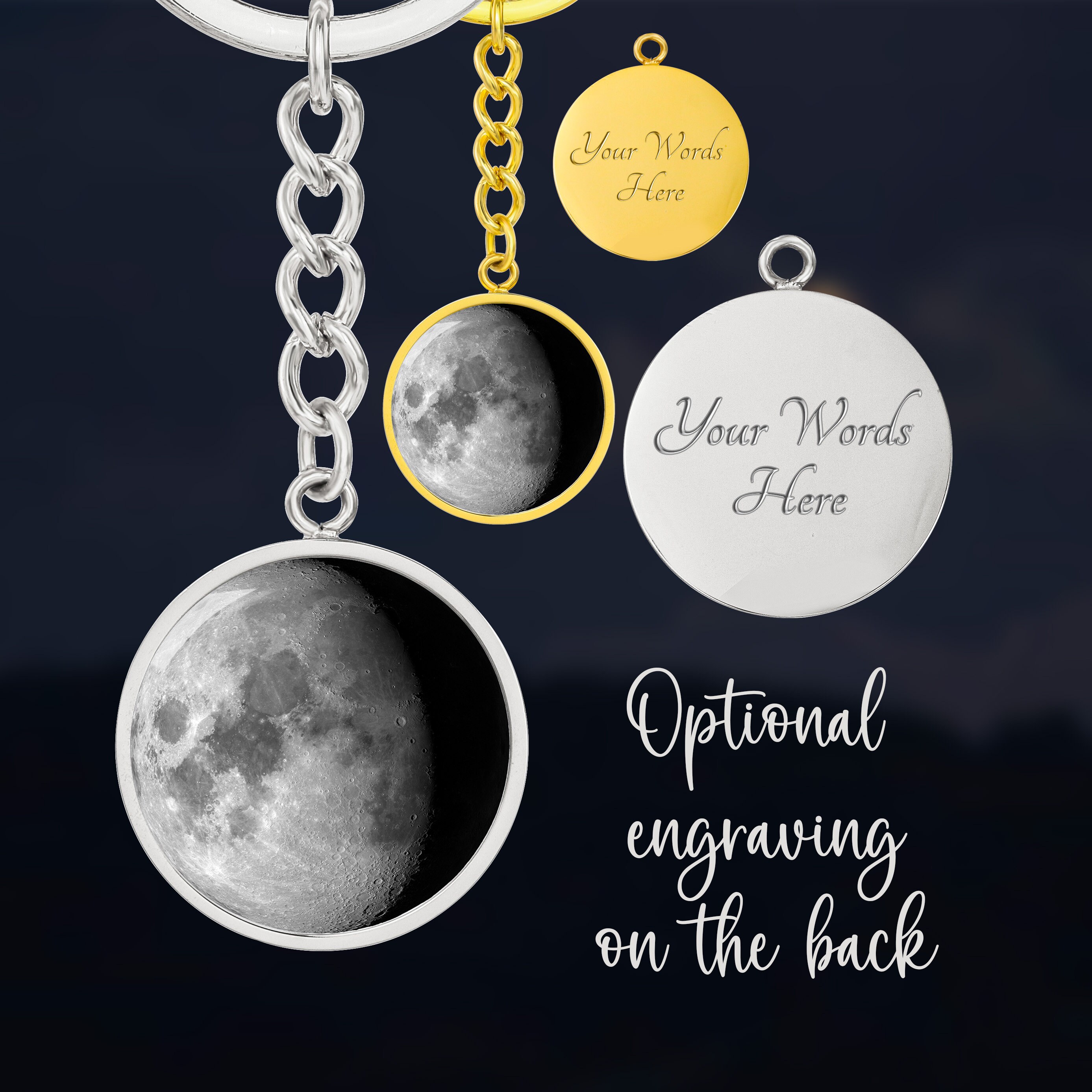 Custom Moon Phase Keychain, Personalized Gift for Him, Custom Keychain ...