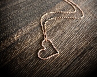 Gold Floating Heart Necklace - Etsy