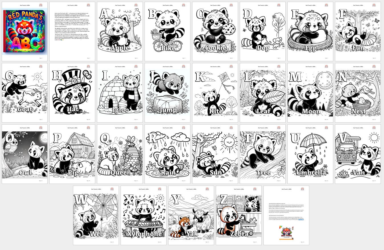 Discover the Alphabet With Red Panda's Abcs: 26 Fun & Colorful Pages to ...