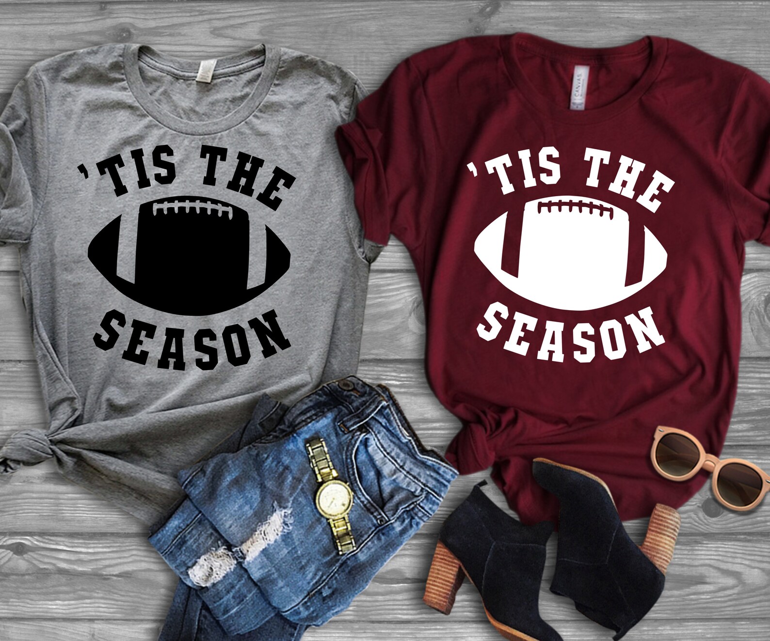 Tis the Season Football Shirt Football Tee Bella Canvas | Etsy