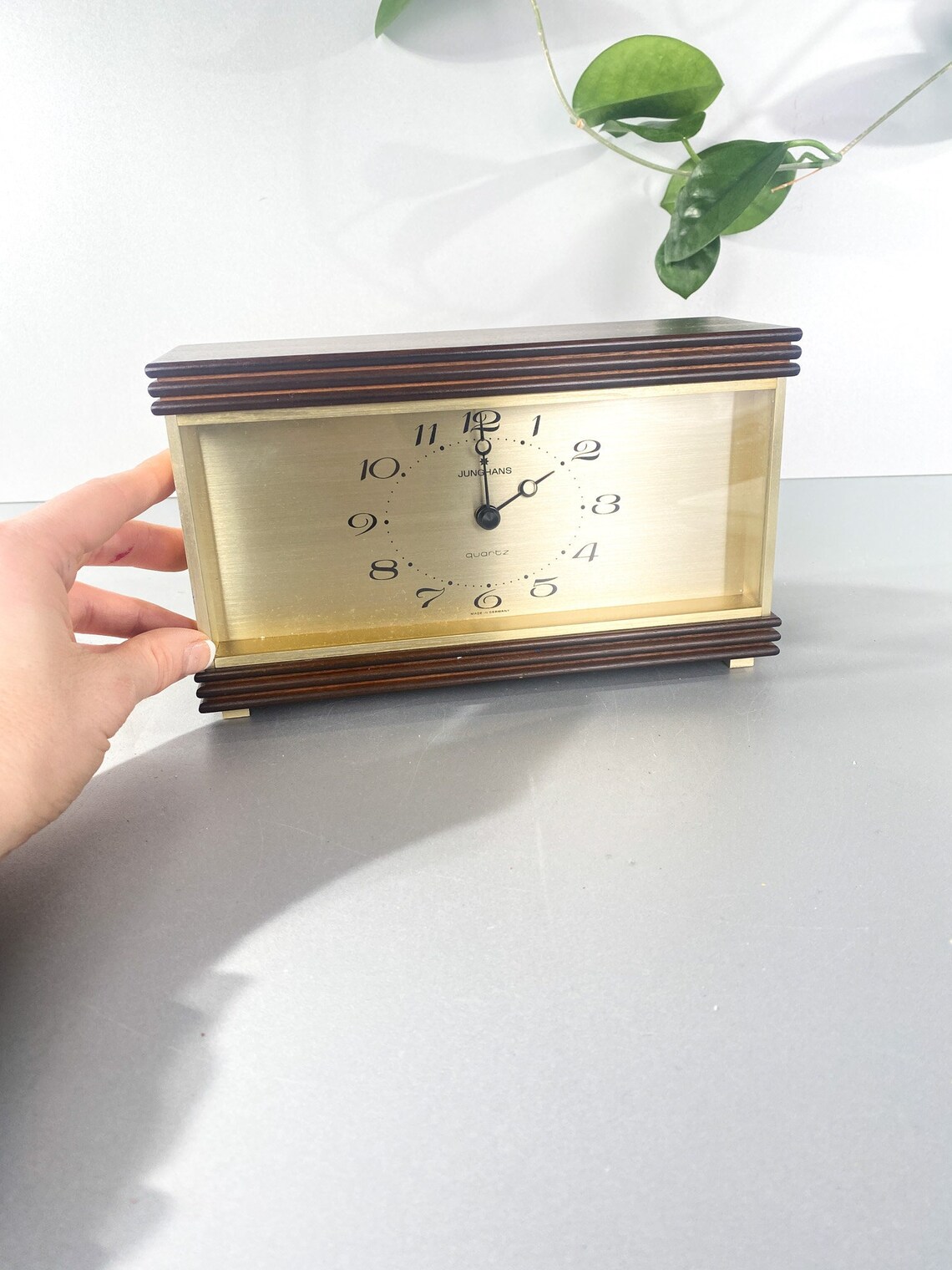 Junghans Quartz Table Clock Made of Wood and Brass - Etsy