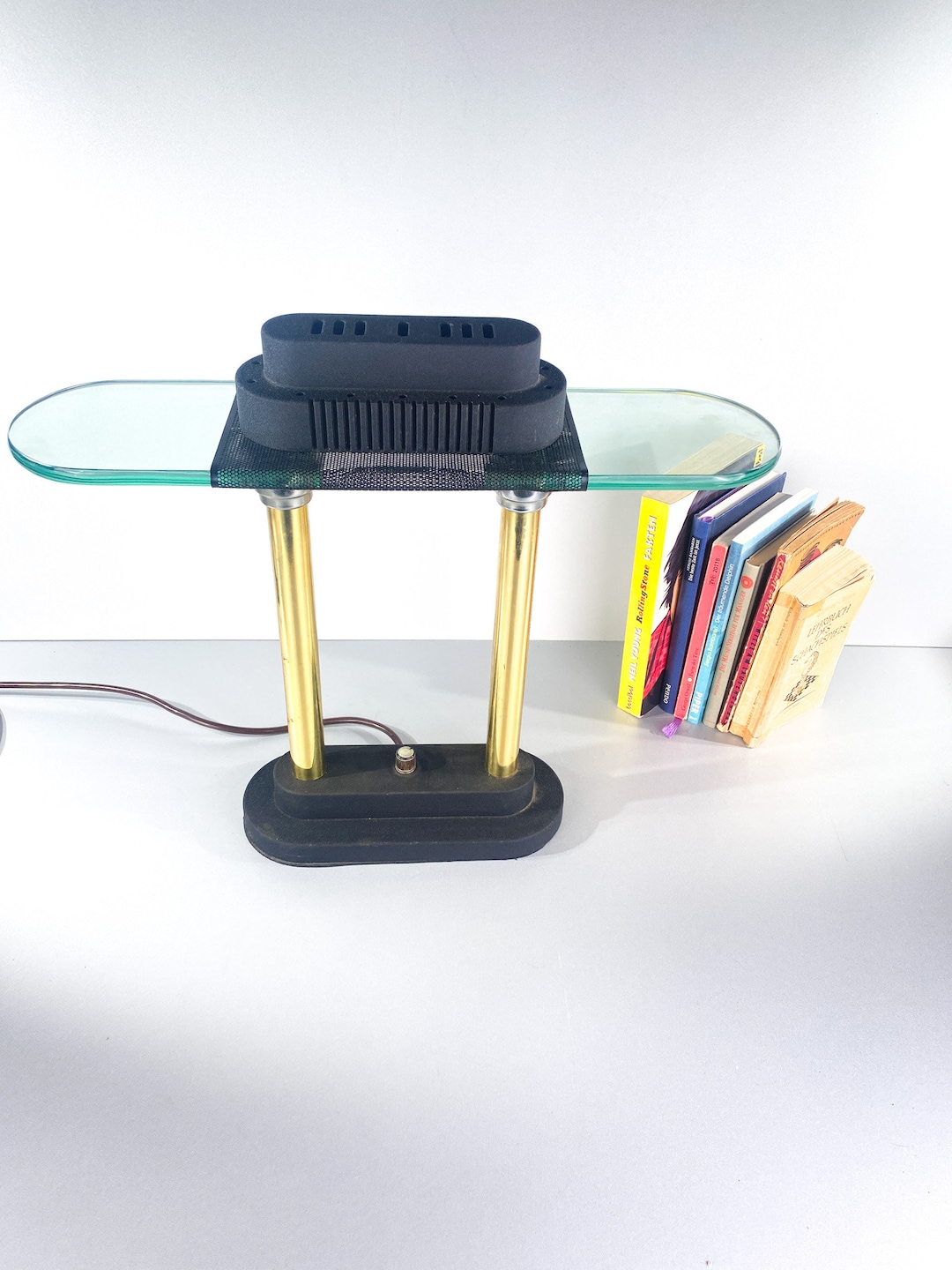 80s Lamp / 80s Table Lamp, Fabric Shade, Wooden Base, Black, Fabric ...