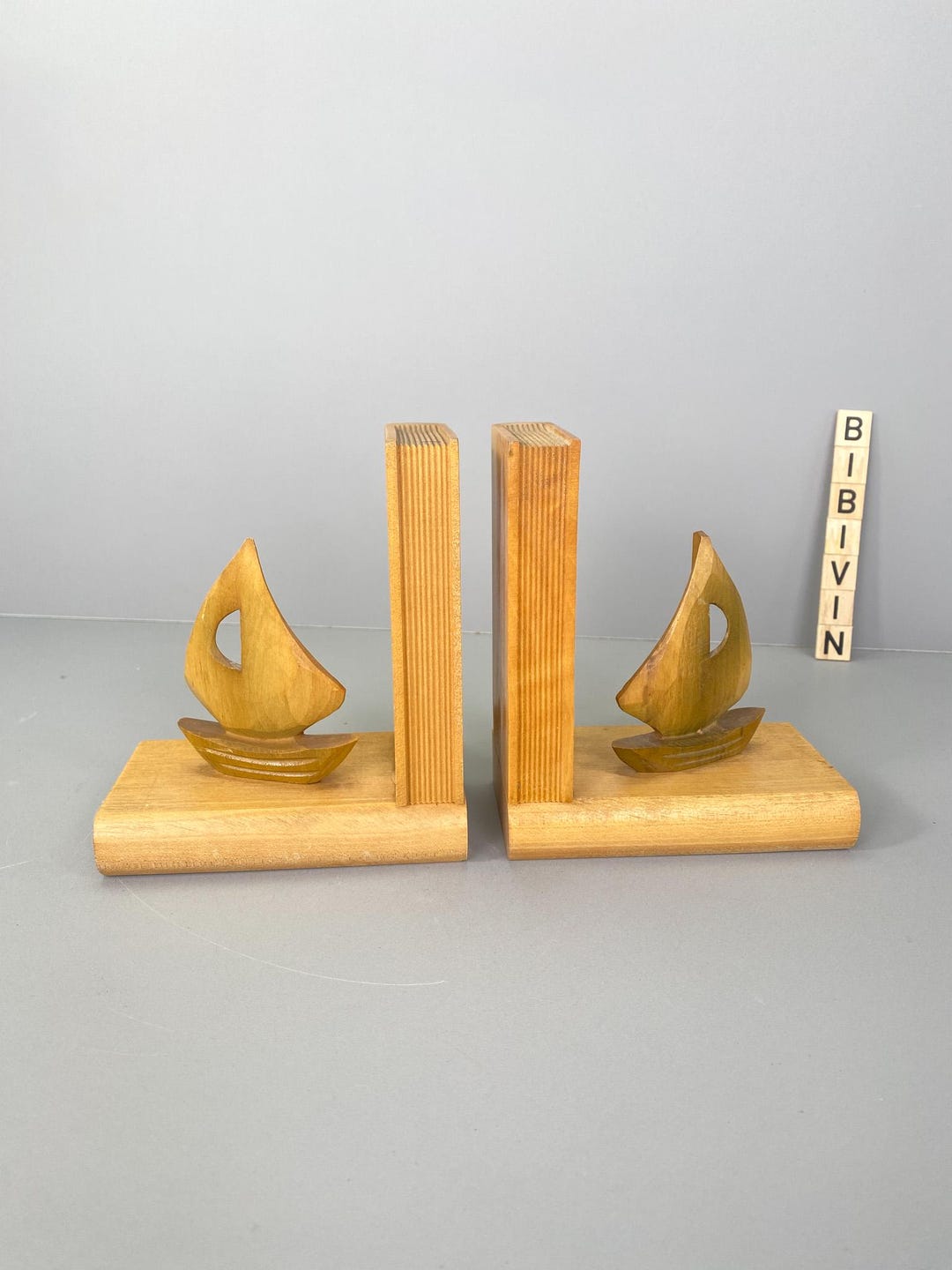 Bookends Made of Wood Sailing Ship, Original 60s Vintage, Made in GDR ...