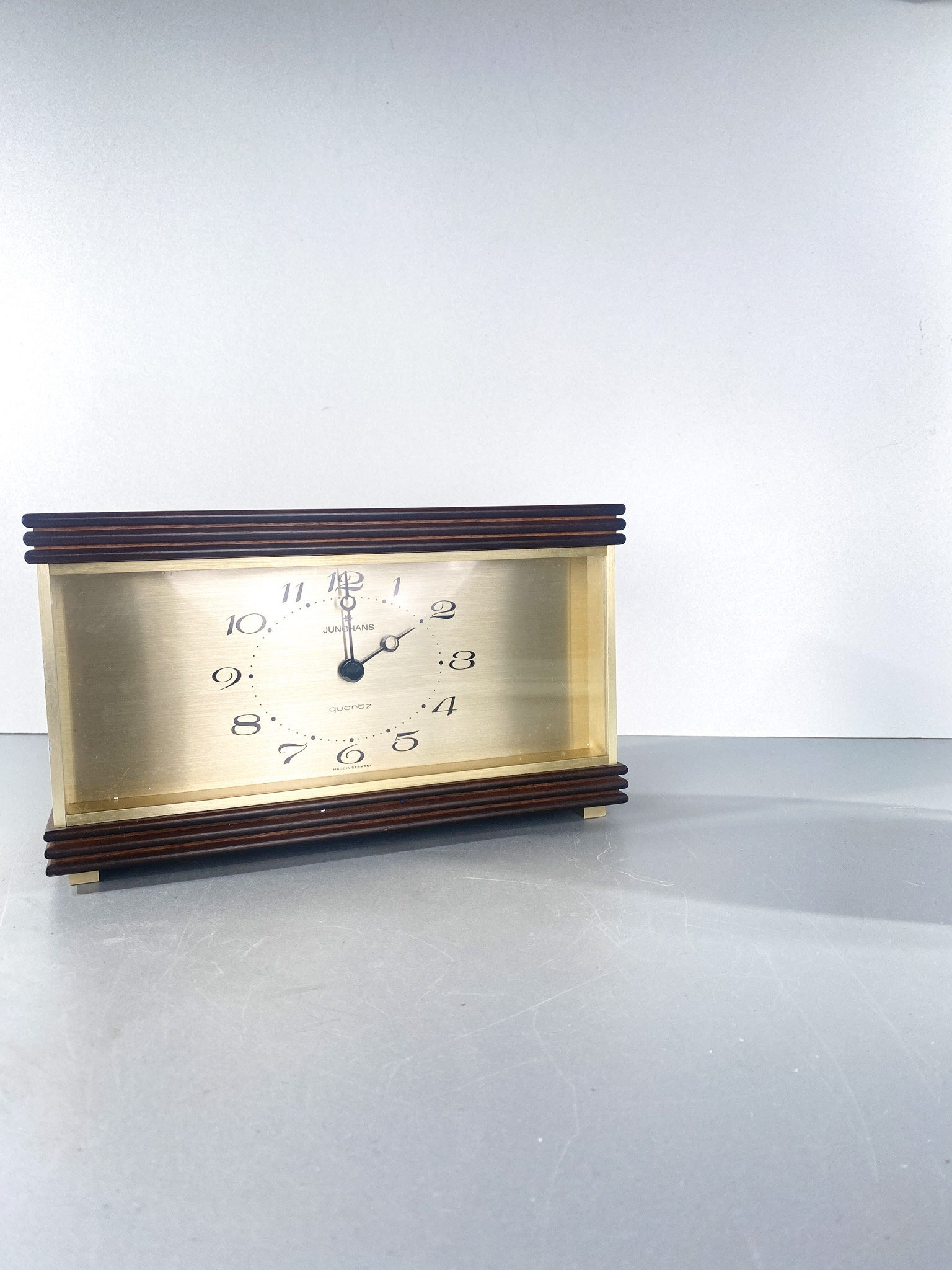 Junghans Quartz Table Clock Made of Wood and Brass - Etsy
