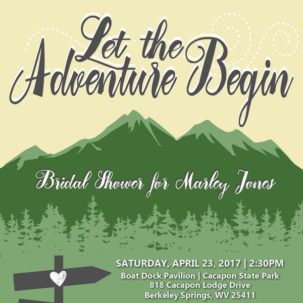 Let the Adventure Begin Bridal Shower Invitations - Etsy