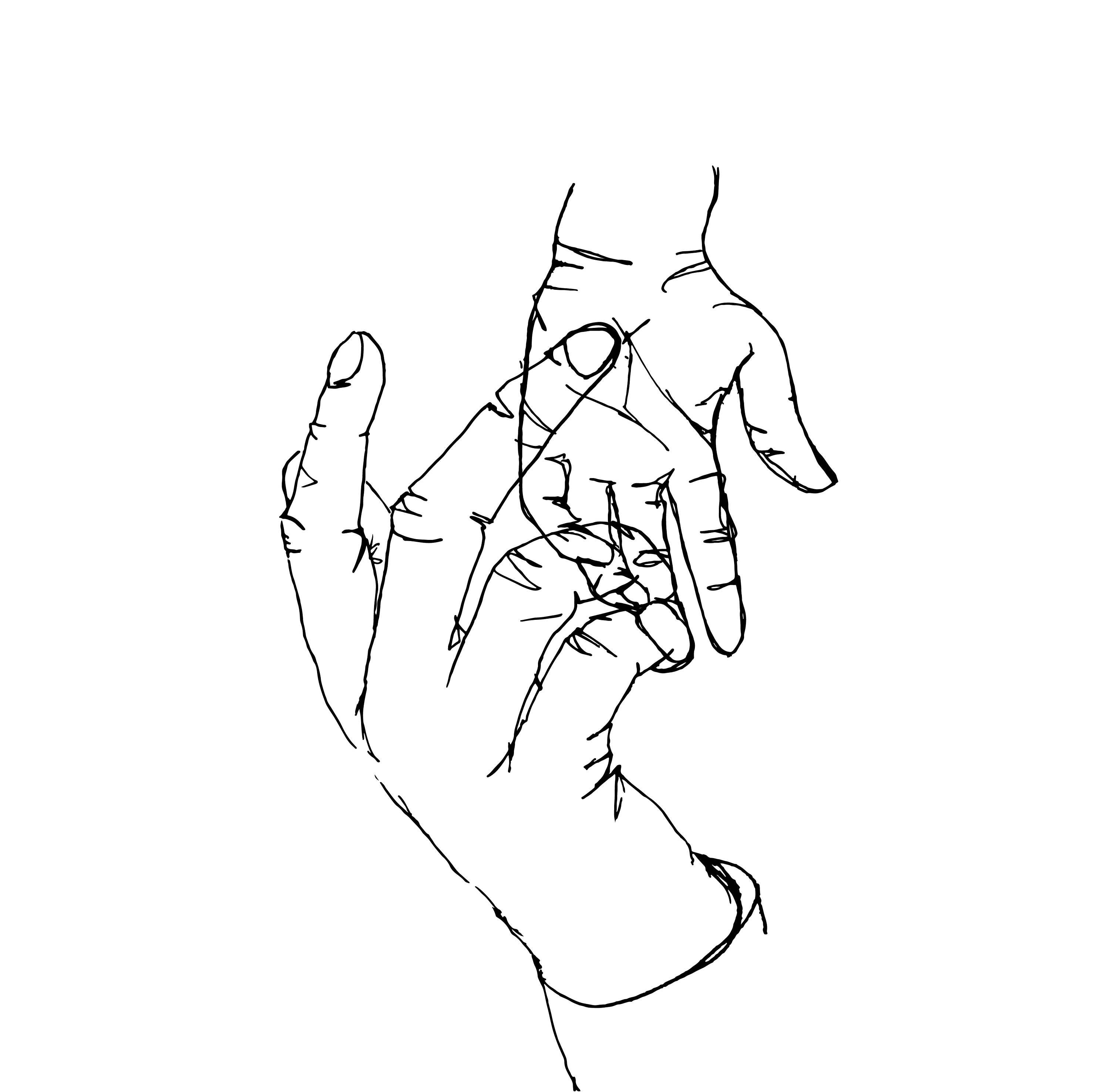 Hand Holding Black & White Line Drawing Print - Etsy