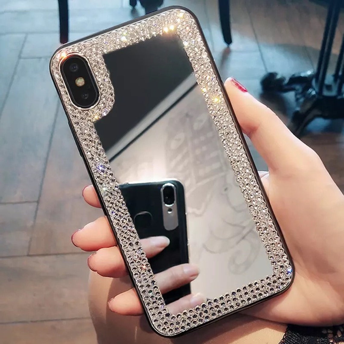 Bling Crystals Framed Mirror Back Phone Case Sparkly Diamond - Etsy