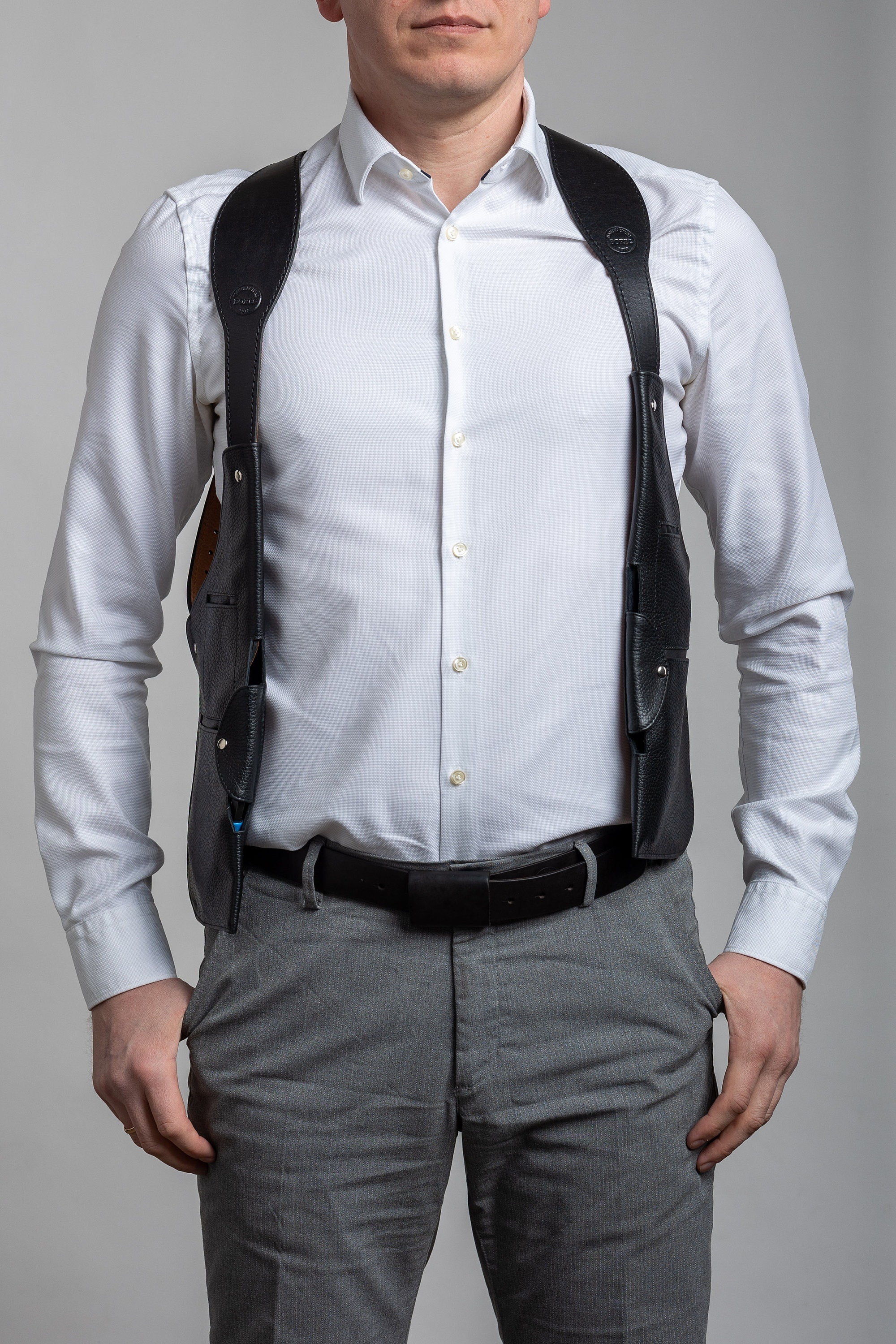 Leather Shoulder Holster Bag Holster Bag Utility Vest Cell Phone ...