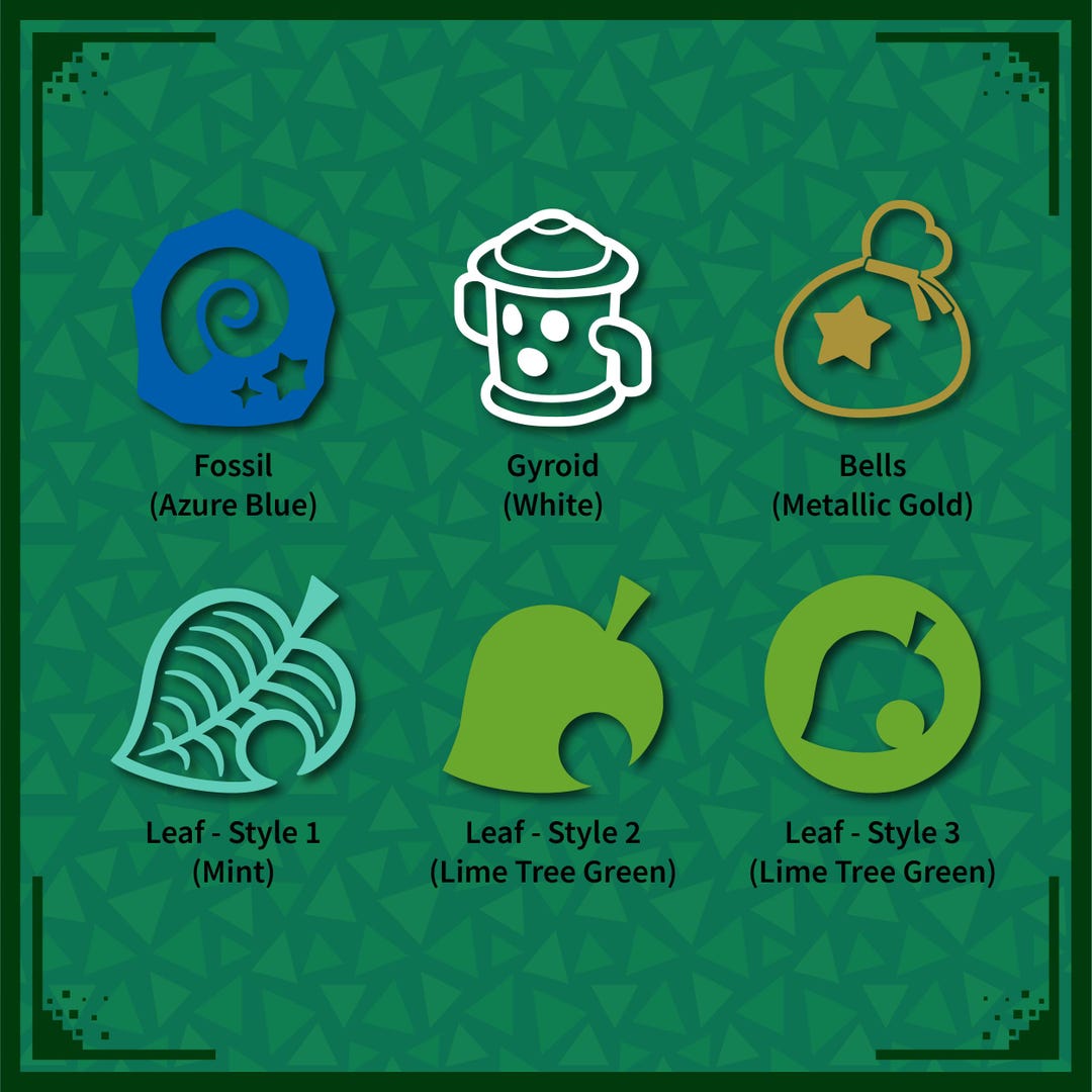Animal Crossing Inspired Symbols - Fossil, Gyroid, Bells, Leaf | Vinyl ...