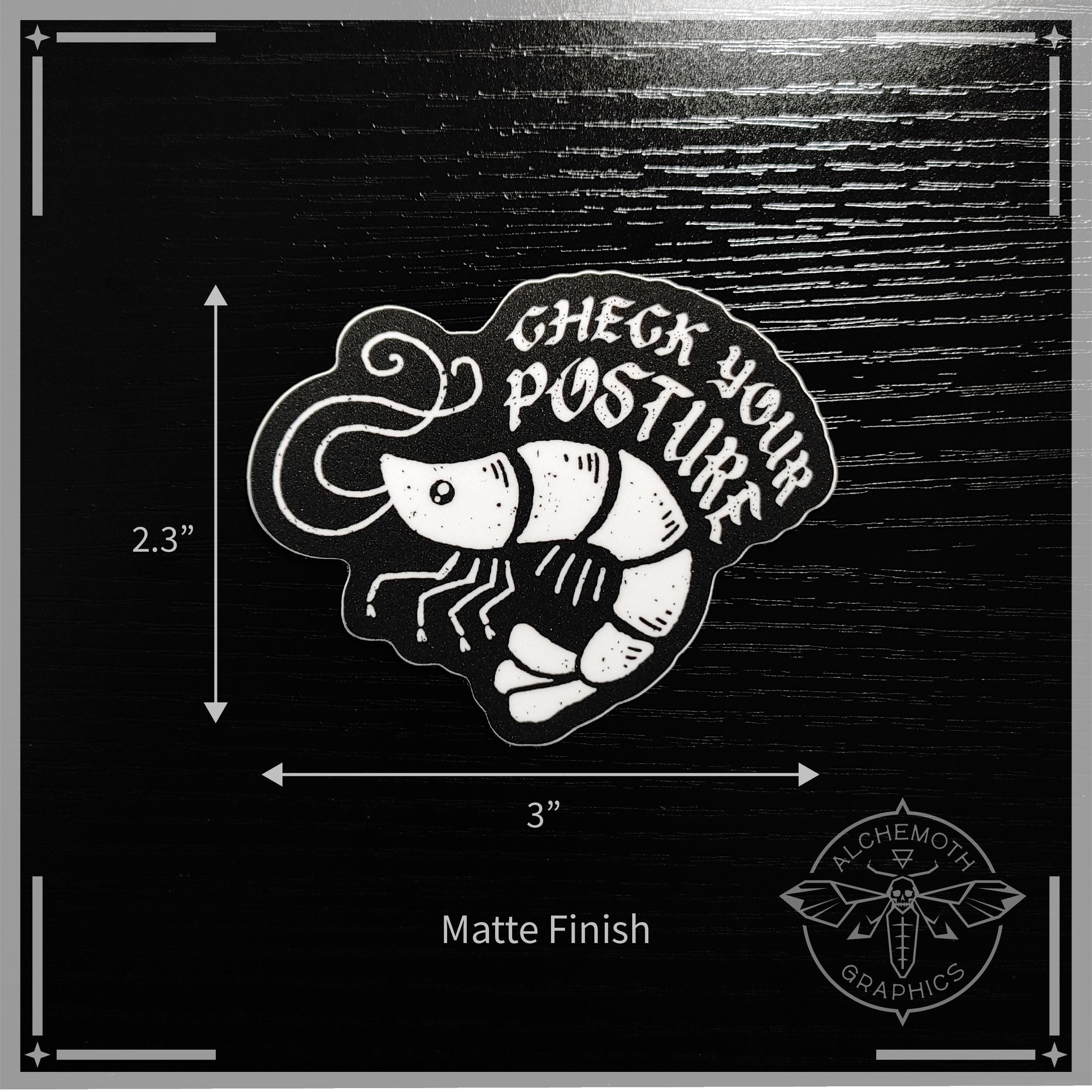Check Your Posture Shrimp - Blackletter Style | 3" Vinyl Sticker - Etsy