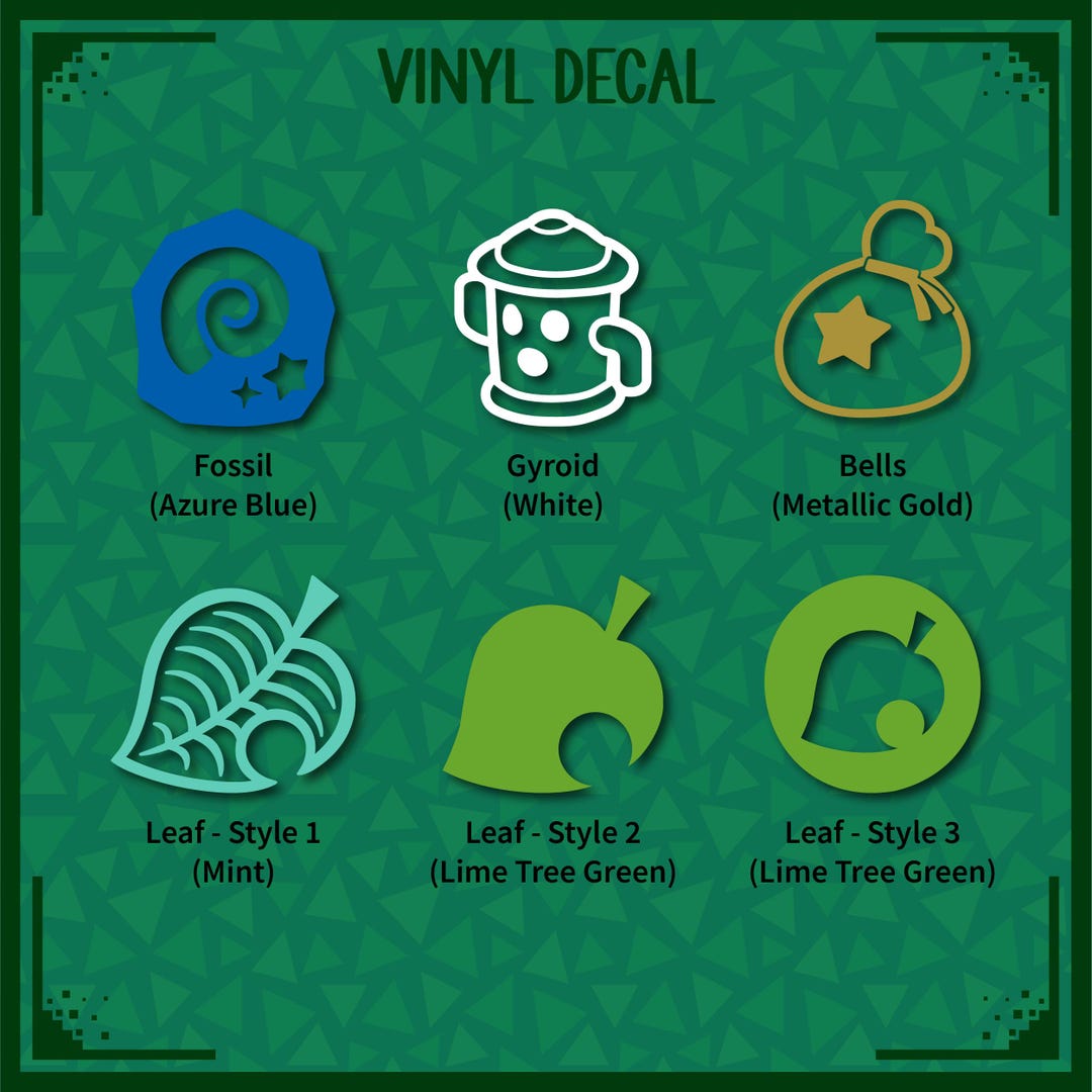 Animal Crossing Inspired Symbols - Fossil, Gyroid, Bells, Leaf | Vinyl ...