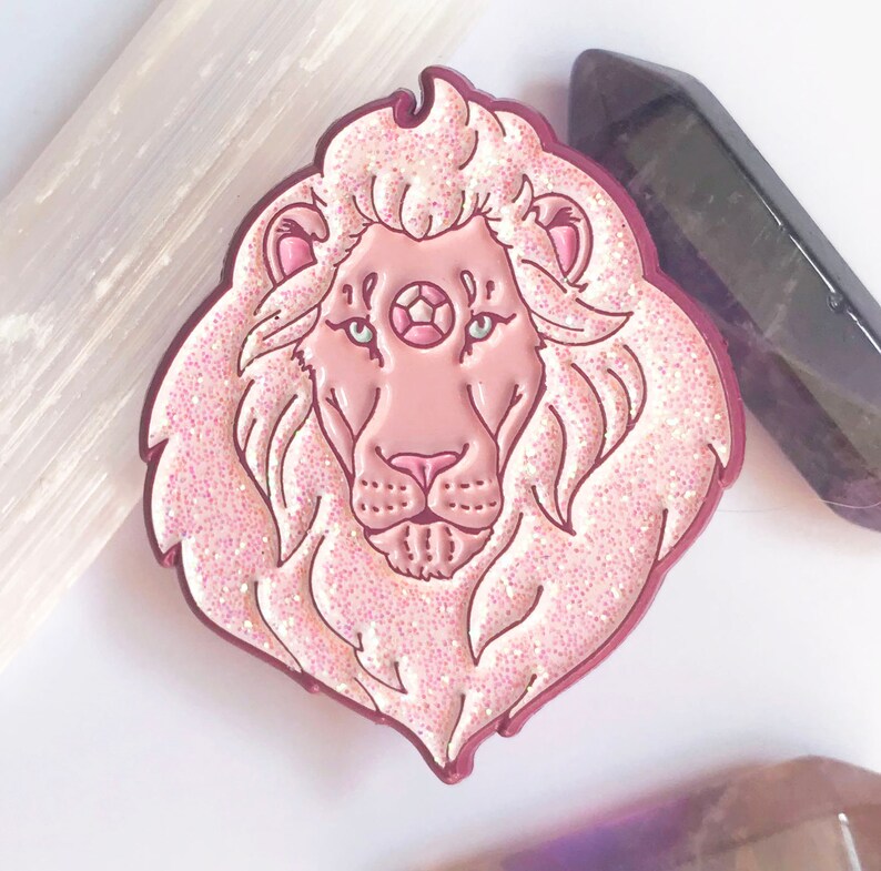 Pink Lion Soft Enamel Pin | Etsy