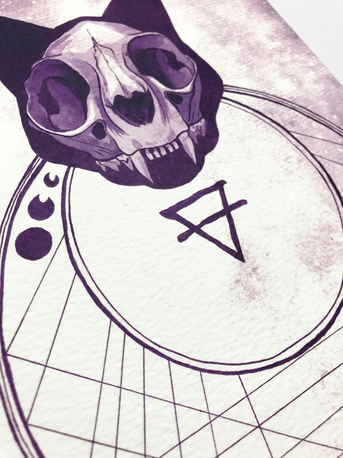 Occult Pastel Goth Cat Skull A5 Art Print - Etsy