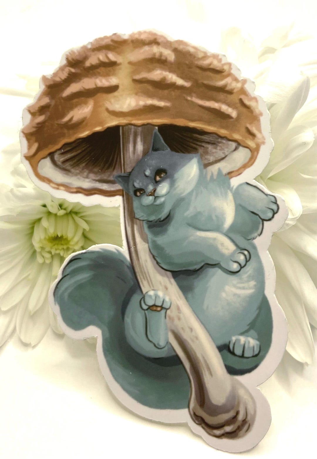 Mushroom Cat Sticker - Etsy