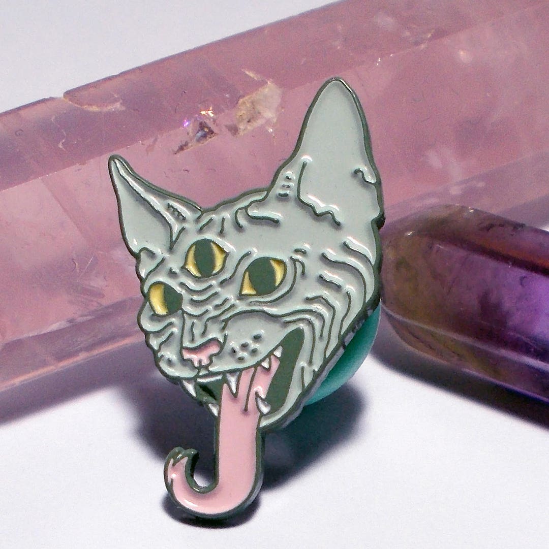 Monstrous Viper Cat, Pastel Goth Enamel Pin - Etsy