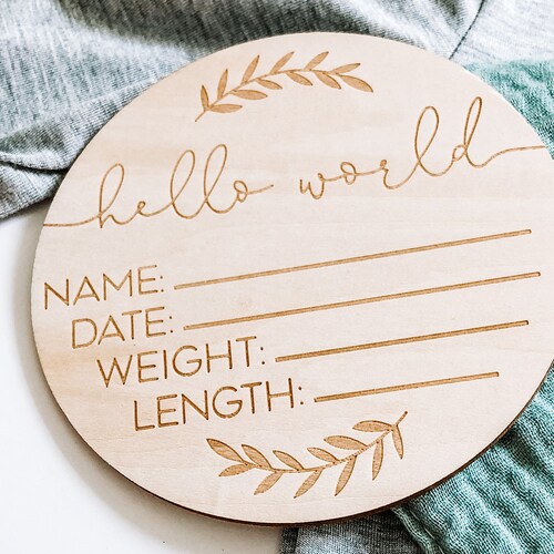 Baby Birth Announcement Wood Discs Milestone Card Hello - Etsy