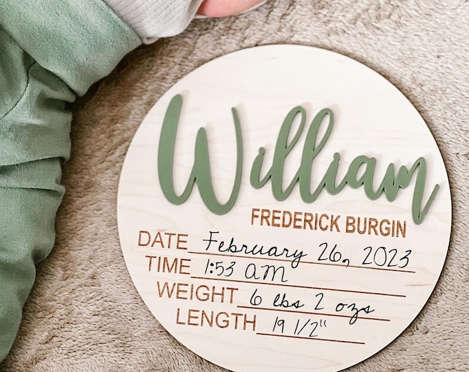 Baby Name Sign for Hospital Nursery Decor Birth Stat Sign Baby ...