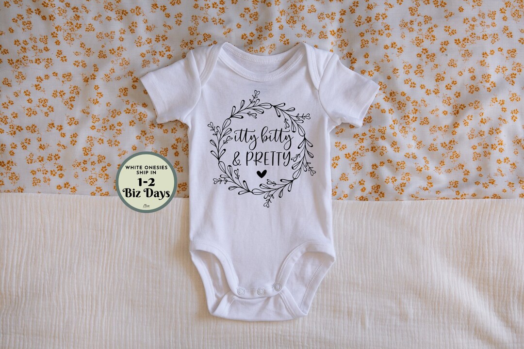 Itty Bitty and Pretty Newborn Baby Gitl Onesie™ - Gender Reveal Baby ...