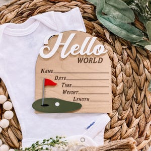 Golf Baby Nursery Sign - Birth Announcement Photo Prop - Engraved Photo ...