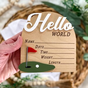 Golf Baby Nursery Sign - Birth Announcement Photo Prop - Engraved Photo ...