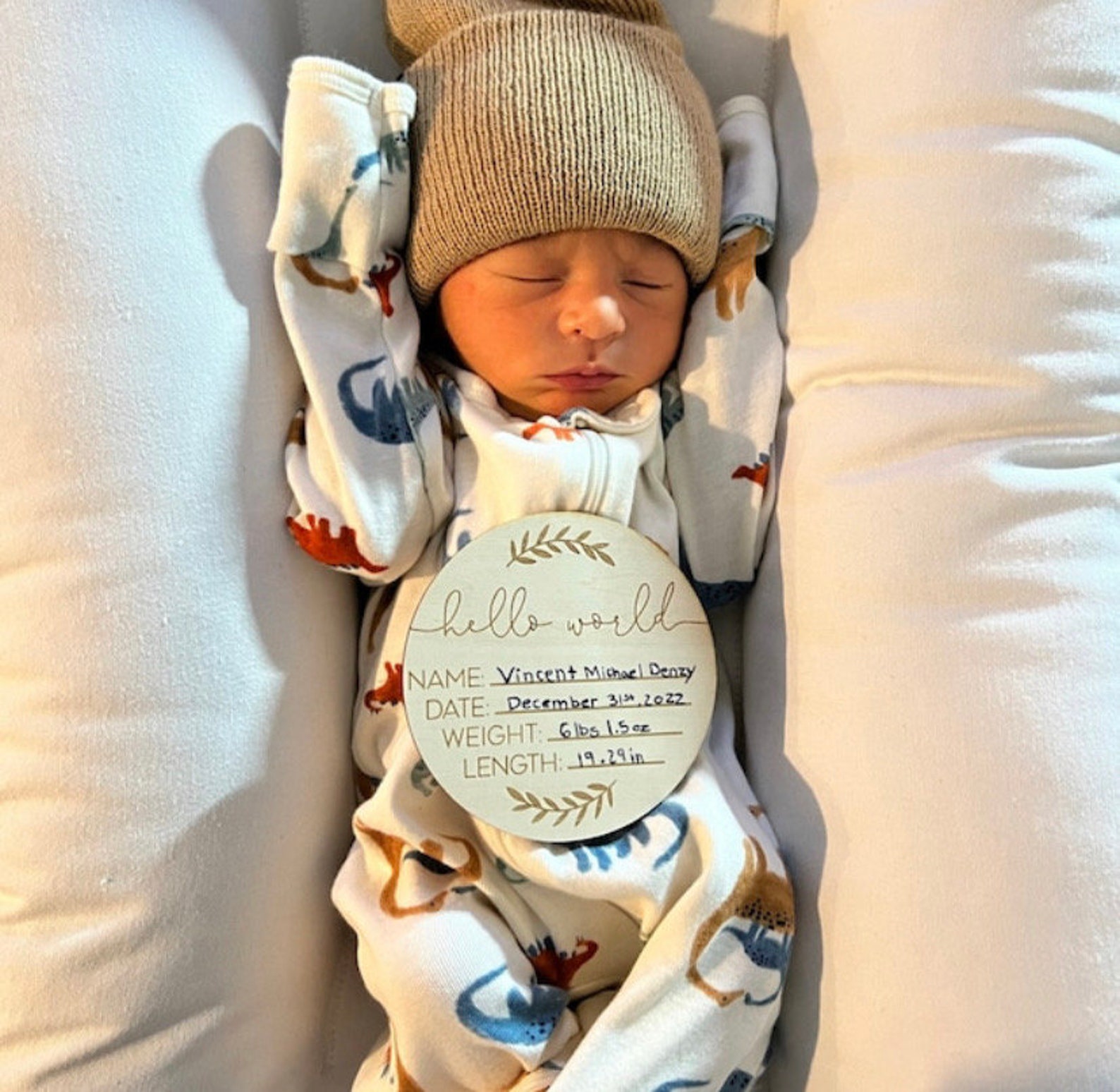 Baby Birth Announcement Wood Discs Milestone Card Hello - Etsy