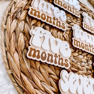 Baby Milestone Markers - 3D Monthly Plaque - Wood Age Signs - Newborn ...