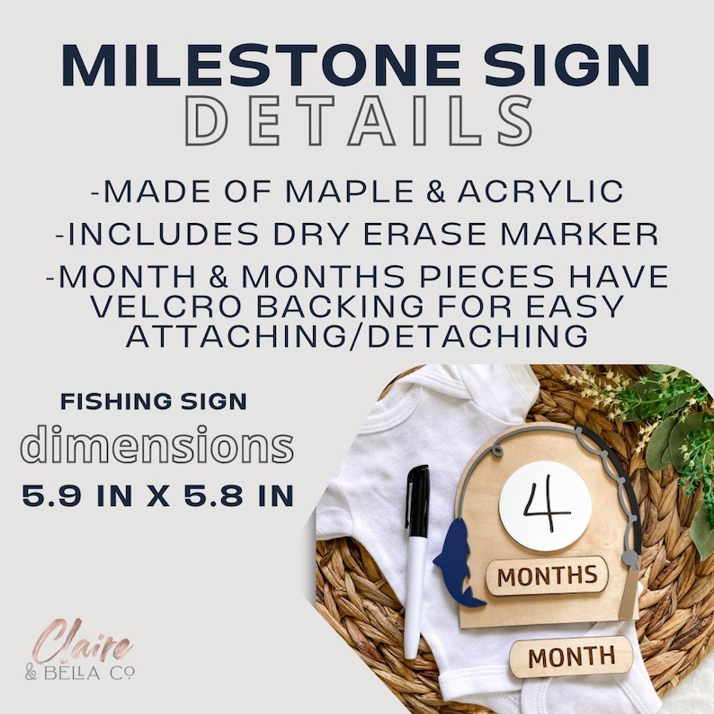 Fishing Monthly Milestone Sign - Write in Baby Name - Dry Erase Photo ...