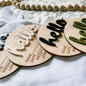 Baby Birth Announcement Wood Disc - Newborn Birth Stat Circle ...