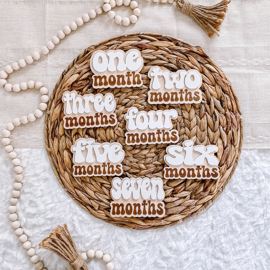 Baby Milestone Markers - 3D Monthly Plaque - Wood Age Signs - Newborn ...