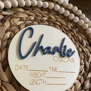 Custom Baby Name Circle - Nursery Sign - Cursive Hospital Sign - Birth ...