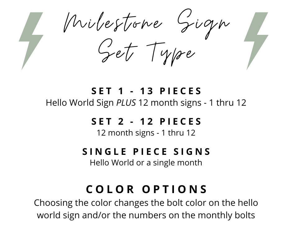 Lightning Bolt Baby Milestone Markers - 3D Monthly Plaque - Wood Age ...
