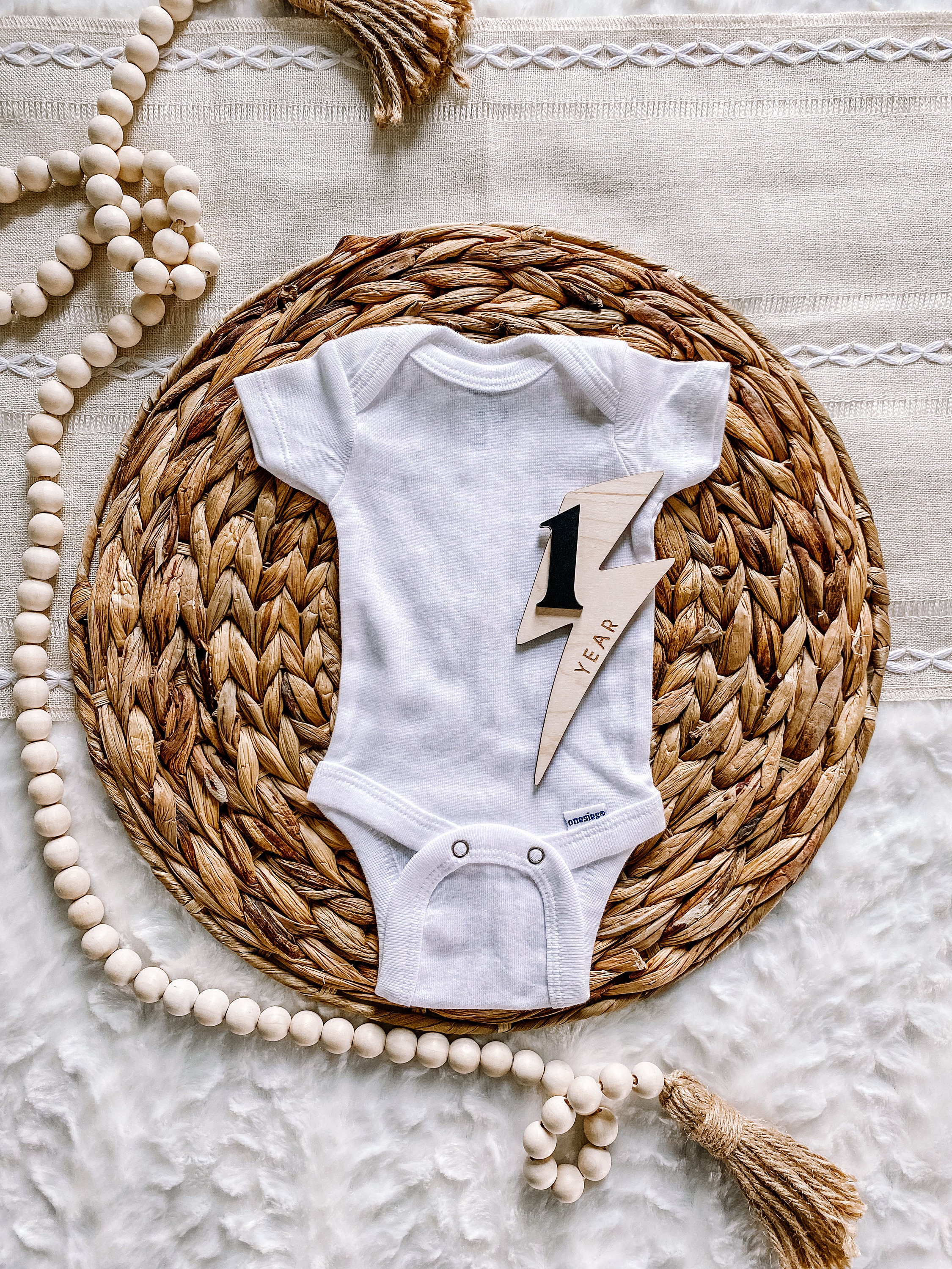 Lightning Bolt Baby Milestone Markers - 3D Monthly Plaque - Wood Age ...