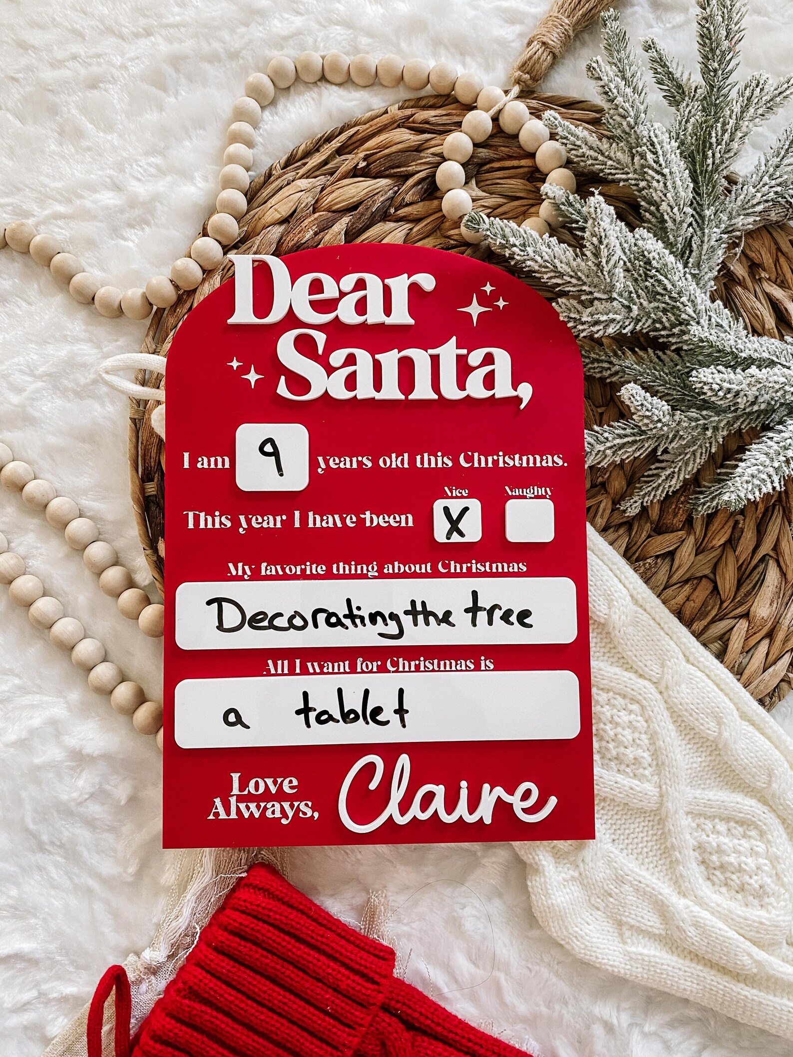 Dear Santa Christmas Board - Custom Reusable Christmas List Sign ...
