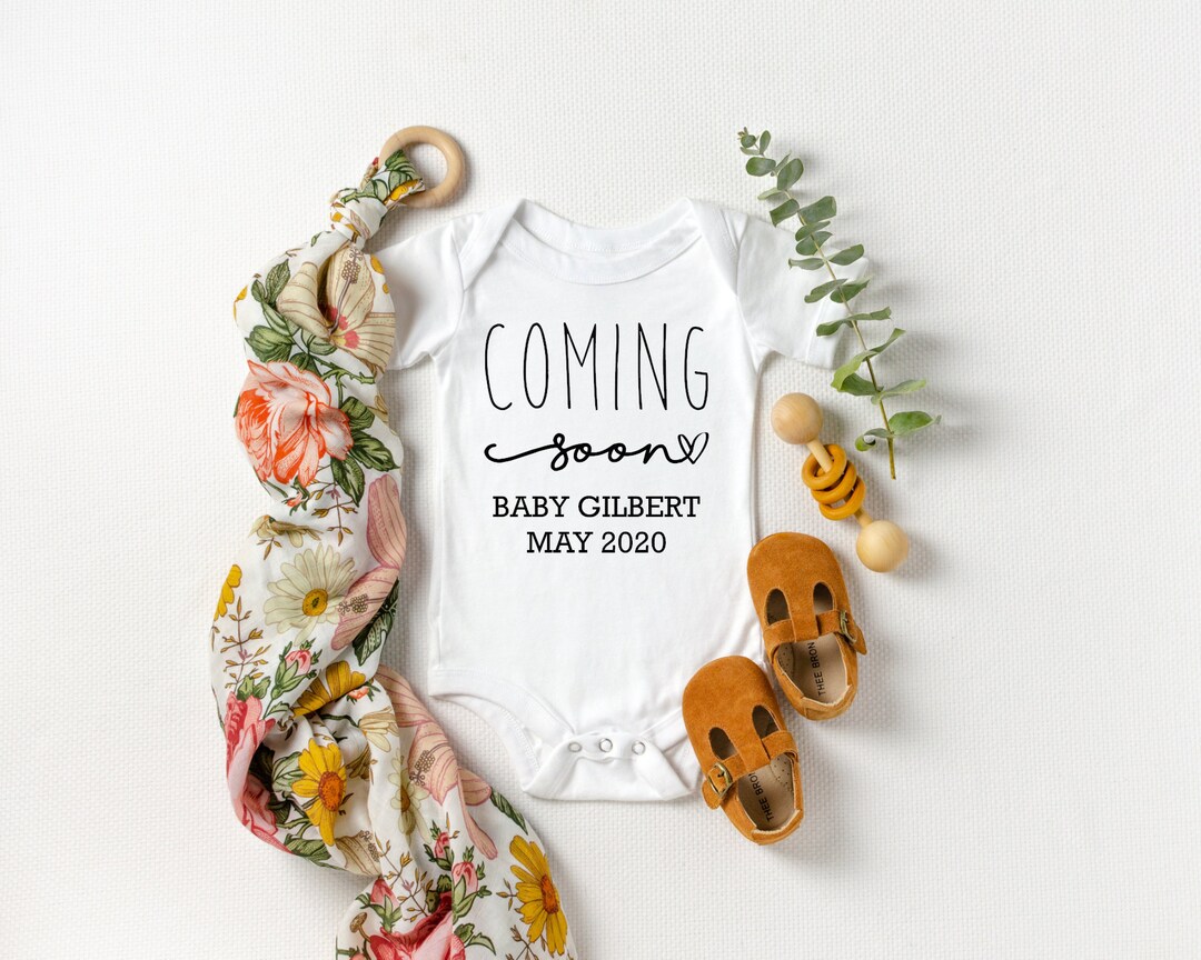 Custom Simple Coming Soon Due Date Baby Onesie™ - Pregnancy ...