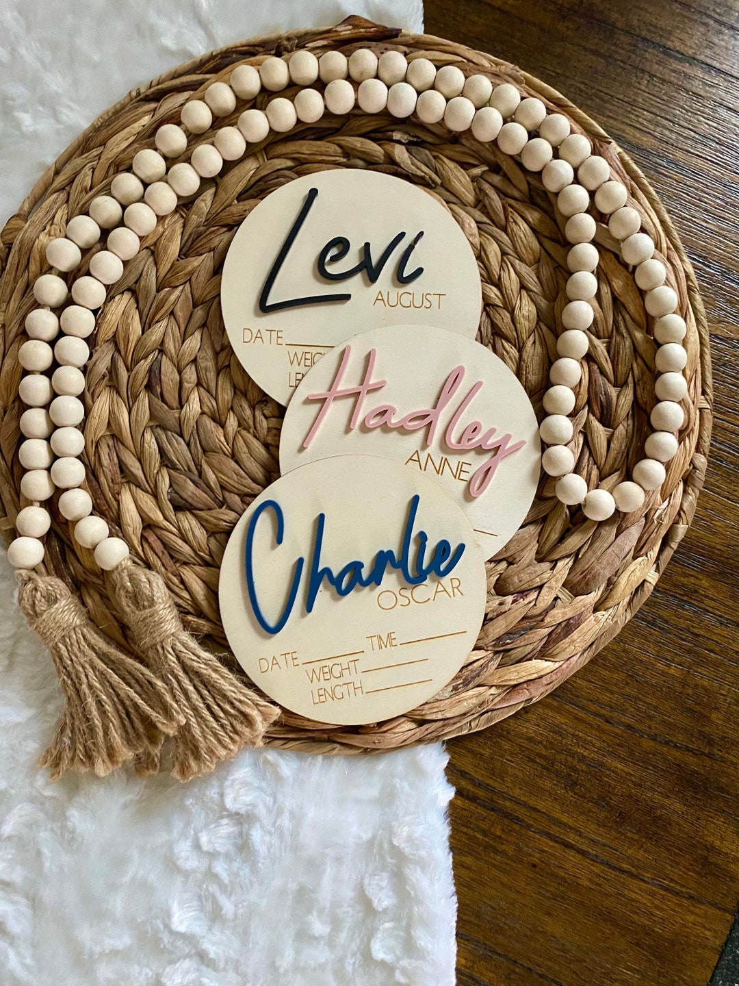 Custom Baby Name Circle - Nursery Sign - Cursive Hospital Sign - Birth ...