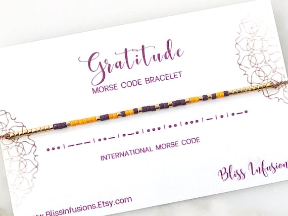 GRATITUDE Morse Code Bracelet Morse Code Jewelry Dainty Stacking Bracelet Secret Message Friendship Bracelet Friendship Gift Etsy