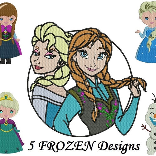 Frozen Embroidery Design Set of 5 Instant Download - Etsy