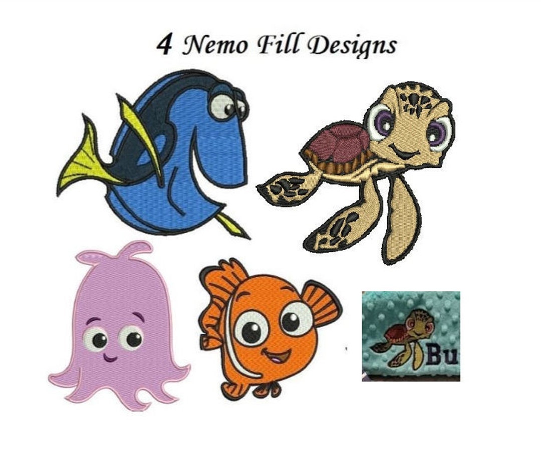 Nemo Embroidery Design - 4 Designs Instant Download Finding Nemo ...