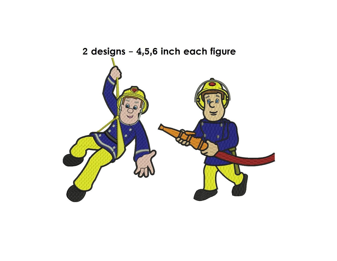 Fireman Sam Machine Embroidery Design - 2 Designs - 4,5,6 Inch Size ...