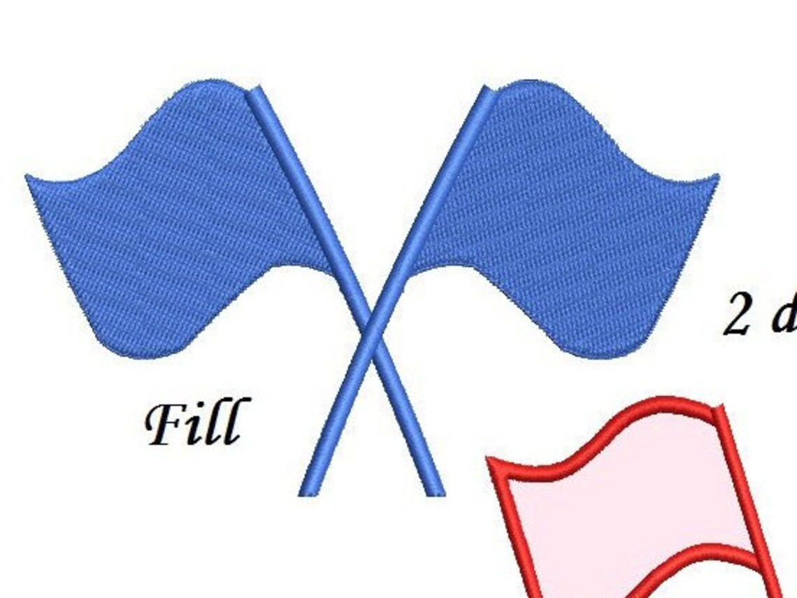 Color Guard Crossed Flags Embroidery Design - Applique + Fill Designs ...