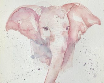 Surprise 12" X 16" Pink Elephant Baby Print - Etsy